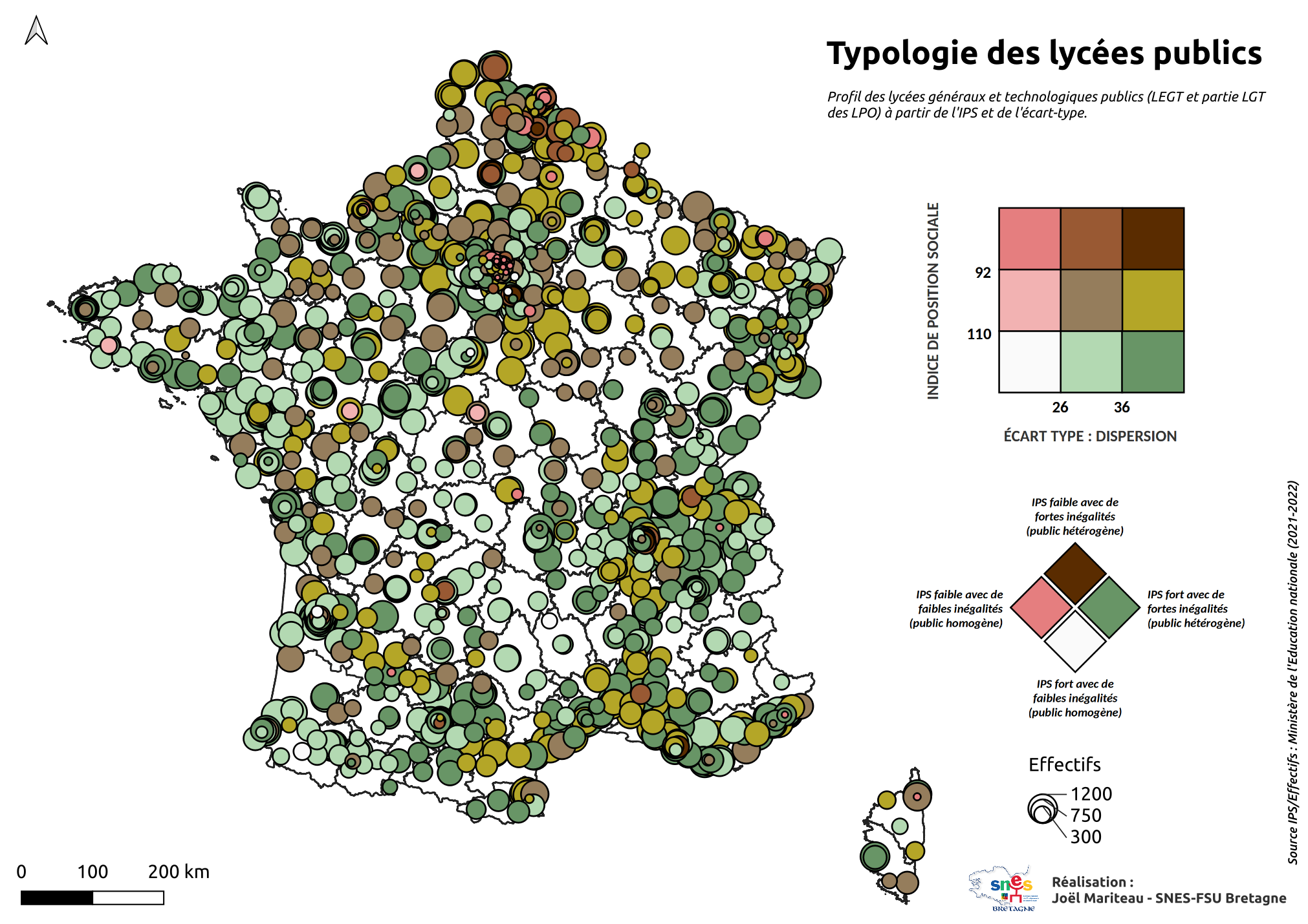 Carte • Typologie des lycées publics en France – Interface